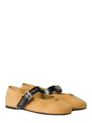 Miu Miu Suede Ballerinas - Honey