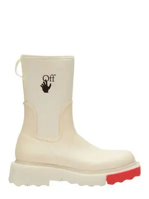 Off-White Logo Printed Rain Boots - Cream