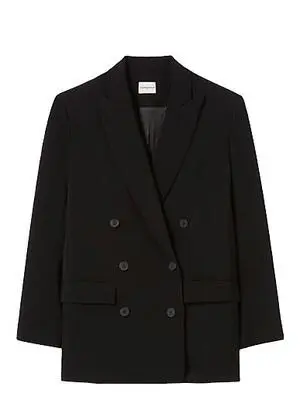Claudie Pierlot Peak-lapel Double-breasted Stretch-woven Blazer - Black