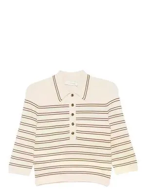 Zimmermann Striped Polo Top - Neutrals