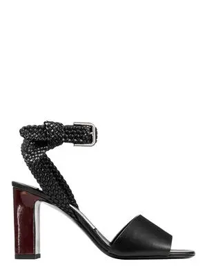 JIMMY CHOO Rori 85 Black Leather And Cork Sandals - Black/t Moro