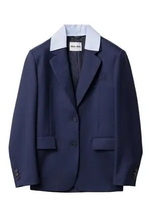 Miu Miu Single-breasted Gabardine Jacket - Baltic Blue
