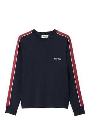 Miu Miu Long-sleeve Cotton Jersey T-shirt - Blue/burgundy