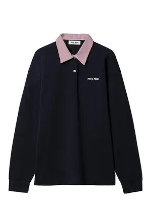 Miu Miu Cotton Piqué Polo Shirt - Navy