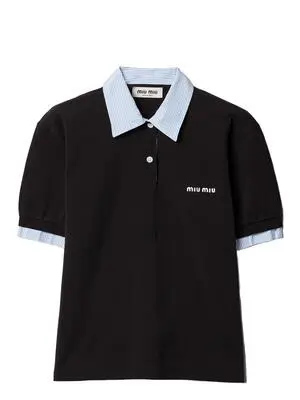 Miu Miu Cotton Piqué Polo Shirt - Black