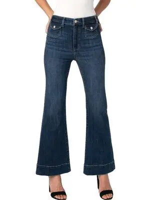 LIVERPOOL Hannah Mini Patch Pocket Flare Jeans - Moon Light