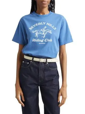 SPORTY & RICH Beverly Hills Riding Club Graphic T-shirt - Pier Blue