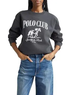 SPORTY & RICH Stallion Graphic Sweatshirt - Faded Black