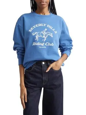SPORTY & RICH Beverly Hills Riding Club Graphic Sweatshirt - Pier Blue