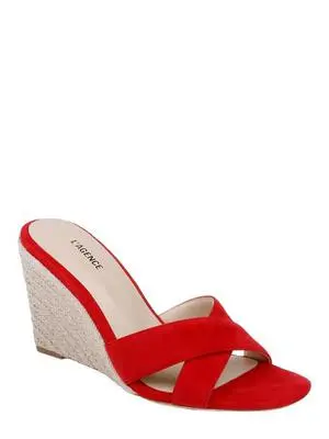 L'Agence Rosaline Espadrille Wedge Slide Sandal - Red Suede