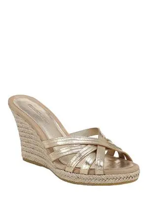 Veronica Beard Phylina Wedge Sandal - Gold