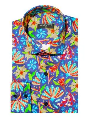 MASUTTO Edden Flower Print Button-up Long Sleeve Shirt