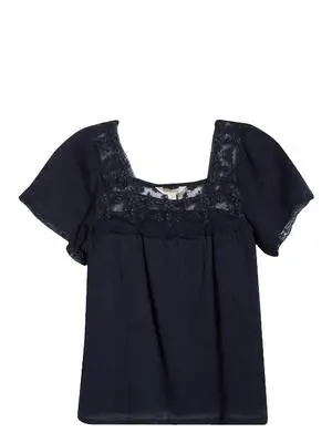 Lucky Brand Lace Mesh Square Neck Top - Spellbound