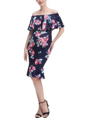 KIMI + KAI Lyra Off The Shoulder Maternity Nursing Mermaid Dress - Multicolored