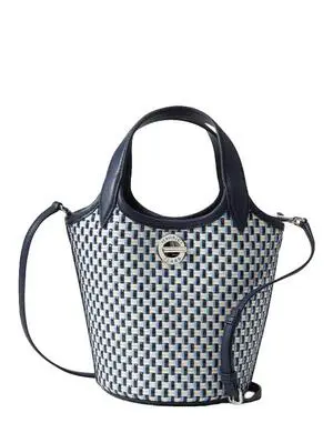Veronica Beard Woven Bucket Crossbody Bag - Navy Multi
