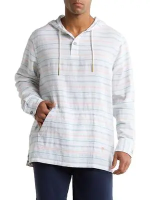 Tommy Bahama Castelo Baja Stripe Linen Blend Pullover Hoodie - White