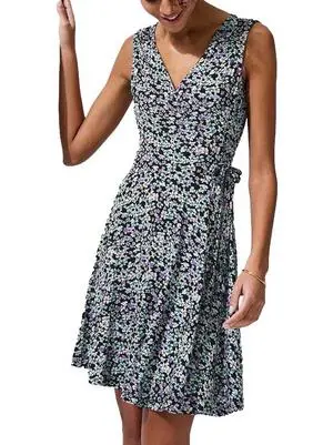 LASCANA Printed Wrap Look Dress - Lilac Turquoise