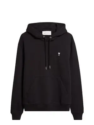 Ami Embroidered French Terry Hoodie - Noir/blanc Creme