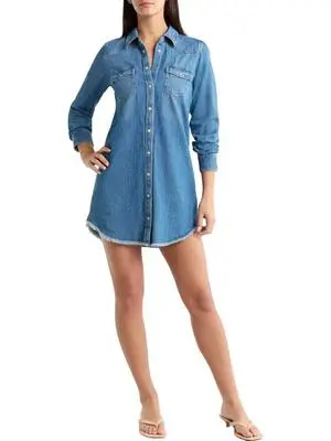 Lucky Brand Long Sleeve Denim Shirt Dress - Take Out Wash
