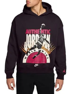 JORDAN Brooklyn Oversize Aj6 Fleece Hoodie - Off Noir/infrared
