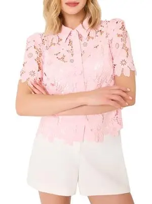 MILLY Addison Lace Crop Shirt