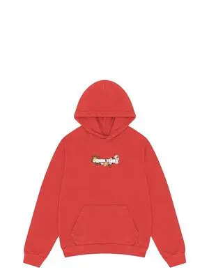 DENIM TEARS Floral Embroidered Logo Hoodie - Red