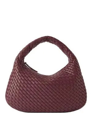 Bottega Veneta Intrecciato Leather Shoulder Bag - Red