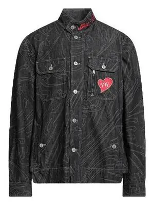 VIVIENNE WESTWOOD Denim Trucker Jacket With Embroidered Logo - Black