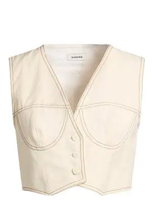 Sandro Tailored Cotton Vest - White