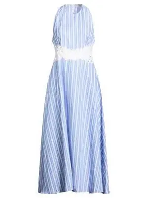 Sandro Maxi Dress In Cotton And Linen - Blue