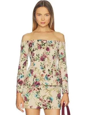 L'Agence Alice Off Shoulder Blazer - Multi Floral Tapestry