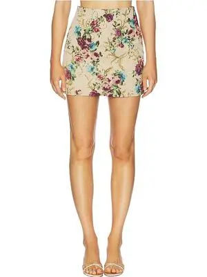 L'Agence Marseille Mini Skirt - Multi Floral Tapestry