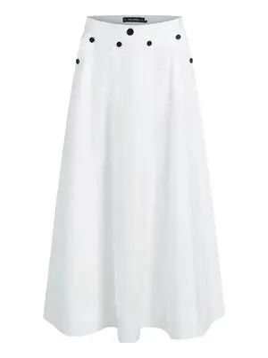Karl Lagerfeld Button Detailed A-line Midi Skirt - White