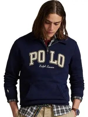 Ralph Lauren Logo Fleece Quarter-zip Sweatshirt - Cruise Navy