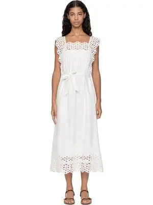 SEA Leila Eyelet Midi Dress
