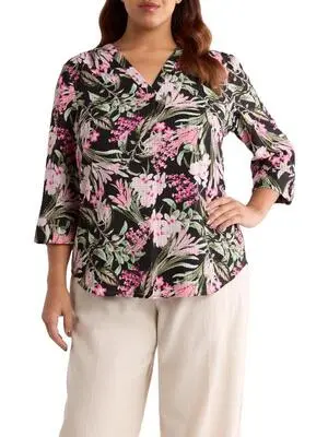 Jones New York Floral Print Tunic - Jones Black Multi