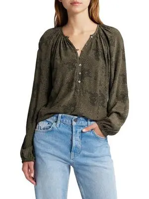 Rails Indi Printed Top - Olive Pebble