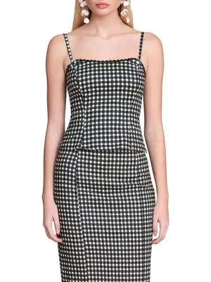 Avec Les Filles Peplum Cami - Black/cream Gingham