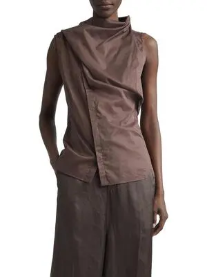 Rick Owens Sleeveless Semisheer Chambray Button-up Shirt - Macassar