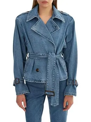 LAMARQUE Dhana Denim Trench Jacket - Blue Denim Wash