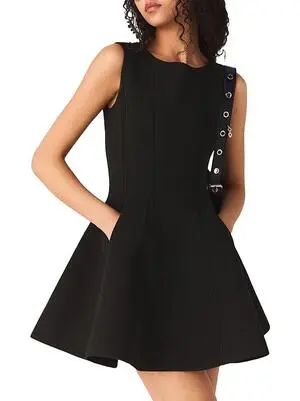Maje Skater Dress With Embellished Bows - Black
