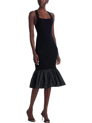 PATOU Long Mixed Media Faille Knit Dress - Black
