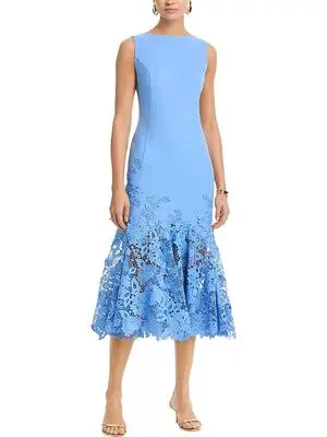 Oscar De La Renta Sleeveless Guipure Day Dress - Hydrangea