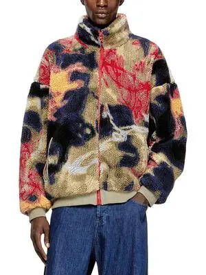 DIESEL Luke Fluffy Jacquard Fleece Jacket - Gold