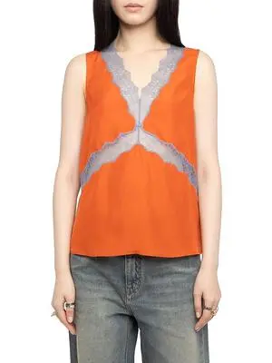 Zadig&Voltaire Tasao Silk Camisole Top - Tangerine