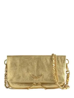 Zadig&Voltaire Rock Nano Vintage Metallic Leather Shoulder Bag - Gold