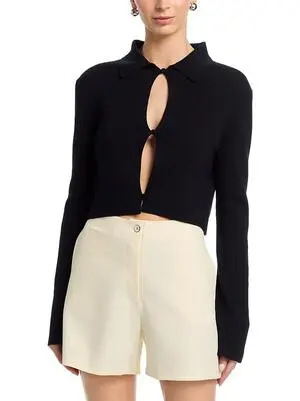 JIL SANDER Cropped Polo Cardigan - Black