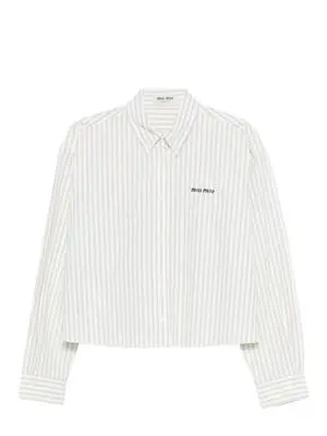 Miu Miu Striped Poplin Shirt - Cream