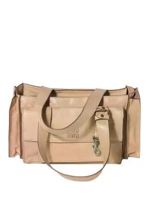 Miu Miu Utilitaire Leather Shoulder Bag - Neutrals