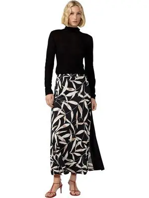 Diane Von Furstenberg Isadora Midi Skirt - Bay Leaf  Black And Black